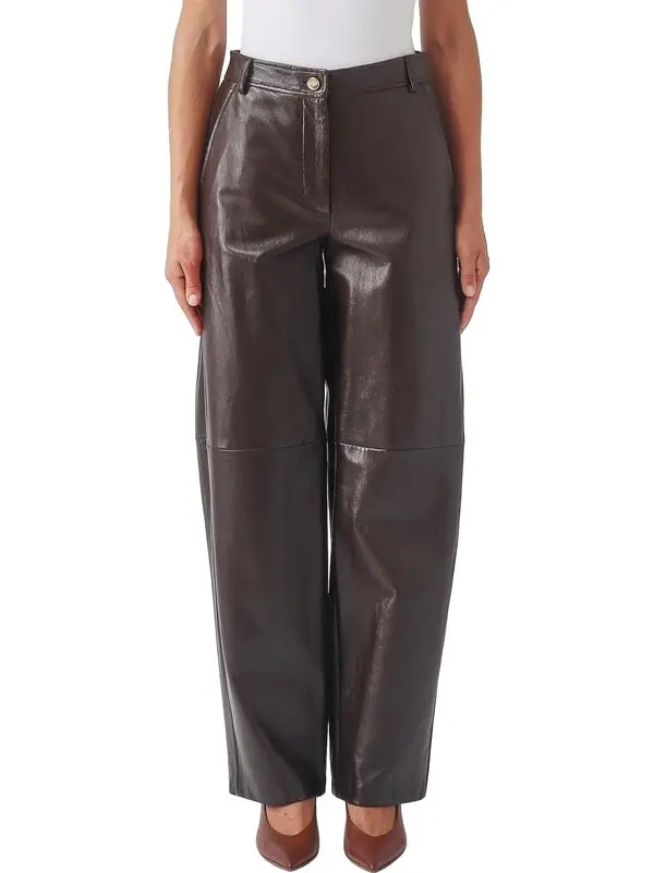 Max Mara Leather Trousers - Brown