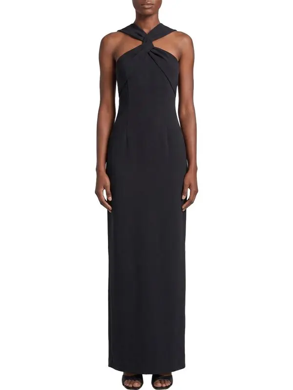 Solace London Long Criªpe Dress - Black