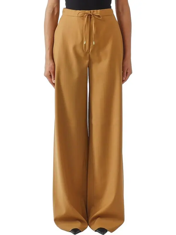 Max Mara Tailored Wide Leg Trousers With Drawstring Waist - Brown
