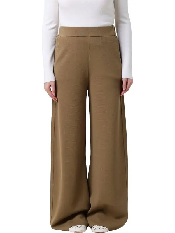 Max Mara High-waisted Wide-leg Knit Wool Trousers - Brown