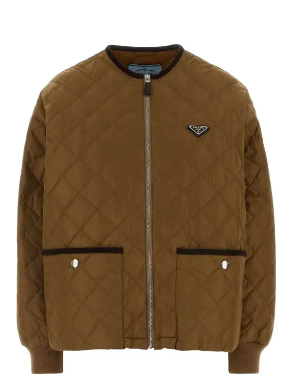 Prada Quilted Zip-up Jacket - Brown