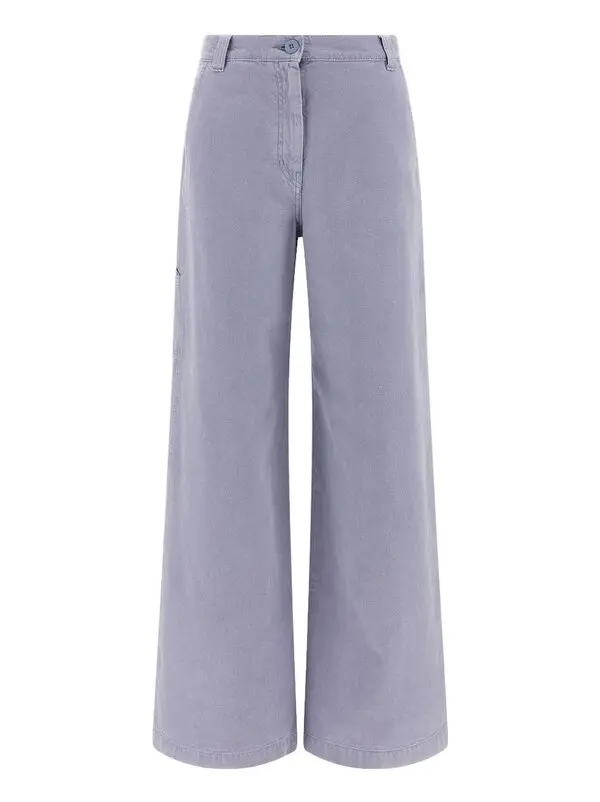 Max Mara Vega Cotton Wide Leg Trousers - Blue