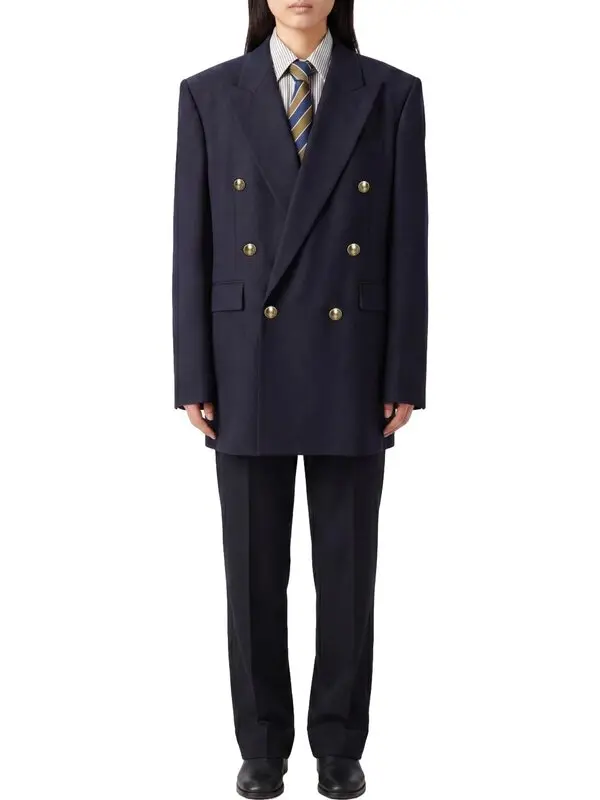 Saint Laurent Cropped Double-breasted Wool Blazer - Multicolor