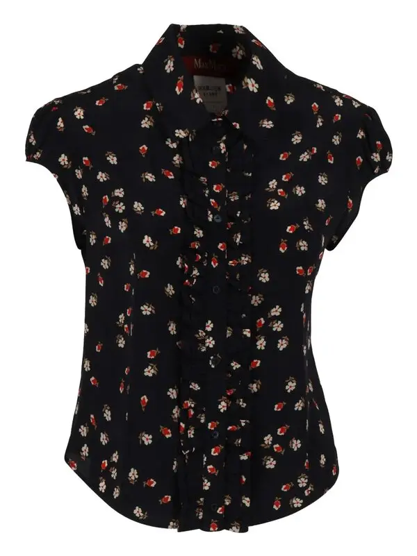 Max Mara Silk Shirt With Floral Print - Blue