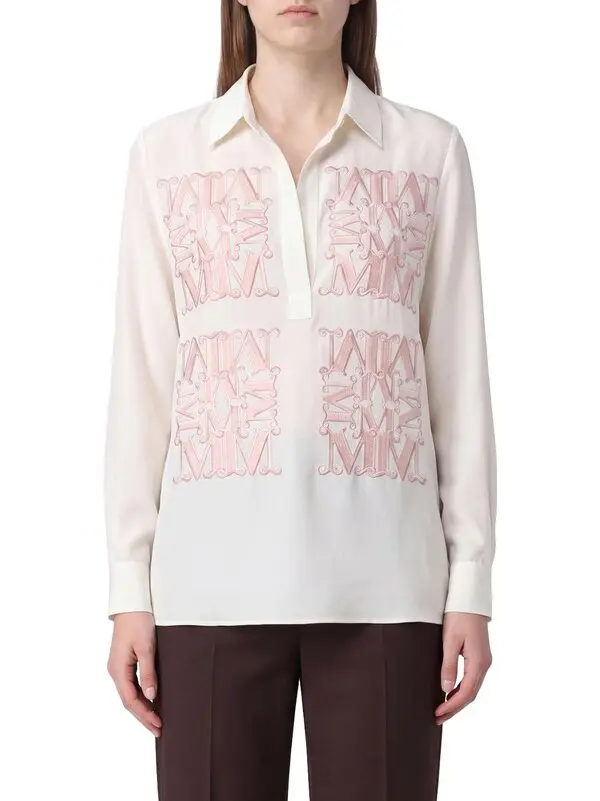 Max Mara Monogram Embroidered Silk Shirt - Multicolor
