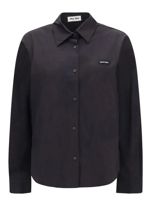 Miu Miu Logo Detail Shirt - Black