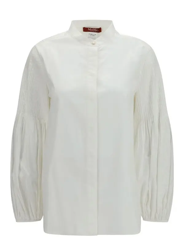 Max Mara Mandarin Collar Cotton Shirt - White