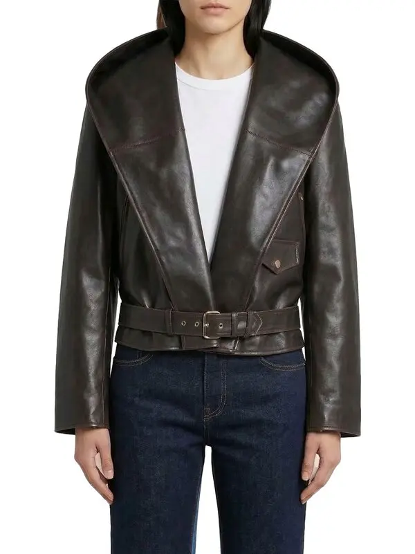 ALAIA Alaia Leather Hooded Jacket - Multicolor