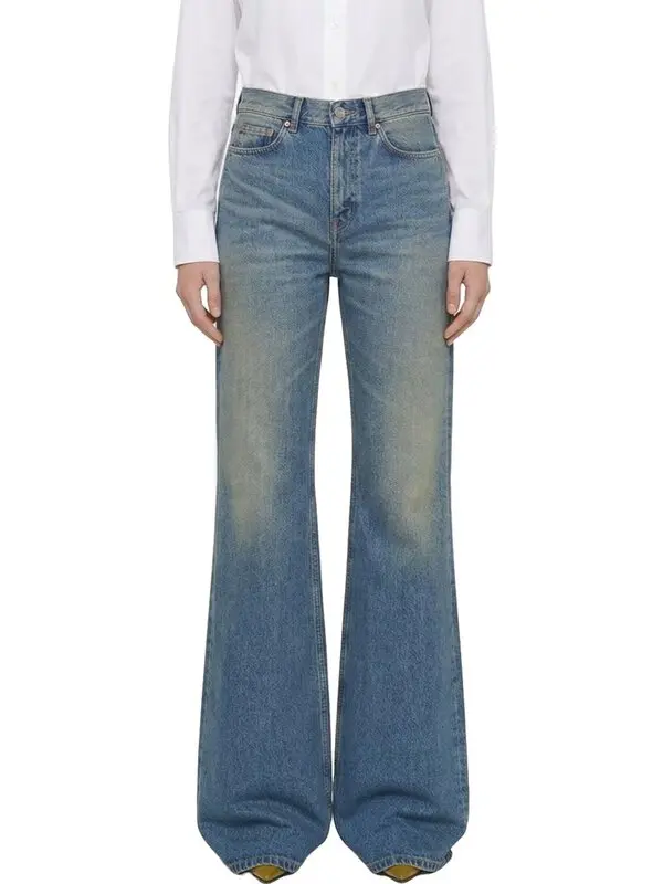 Saint Laurent Flared Cotton Denim Jeans - Blue