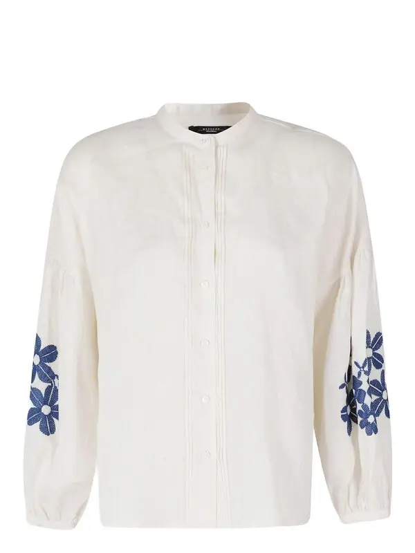 Max Mara Embroidered Cotton Shirt - Cream