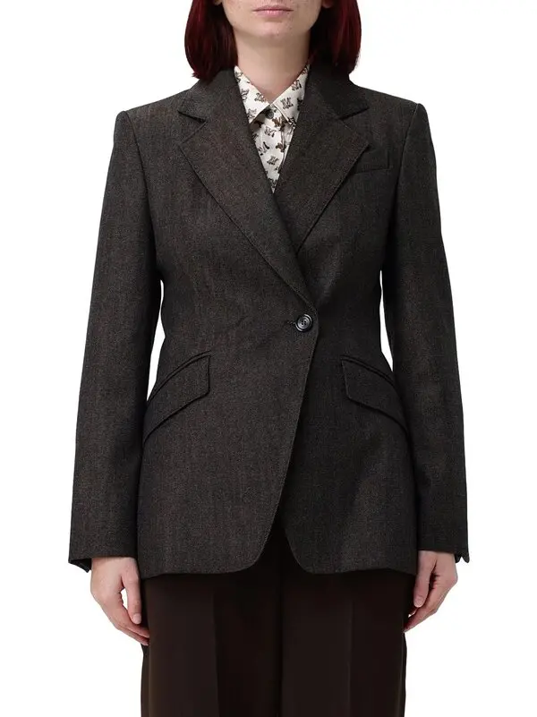 Max Mara Double-breasted Wool Blazer With Lapel Collar And Flap Pockets - Brown