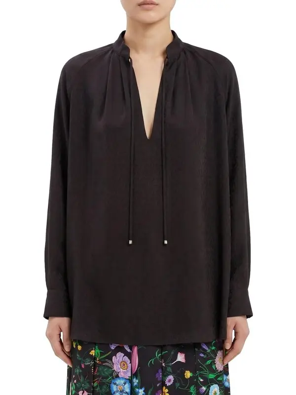 Gucci Silk Blouse With Horsebit Print - Brown