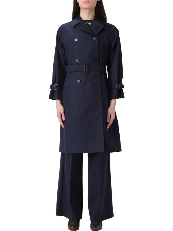 Max Mara Double-breasted Cotton Gabardine Trench Coat - Blue