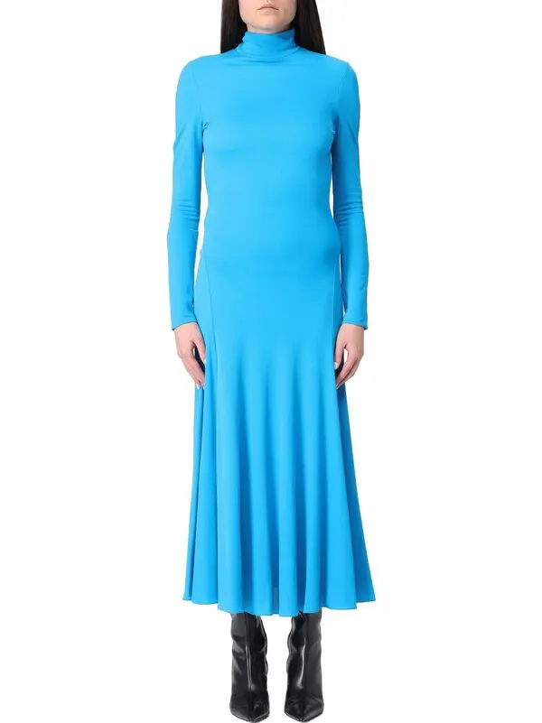 ALAIA Alaia Long Sleeve Turtle Neck Dress - Blue