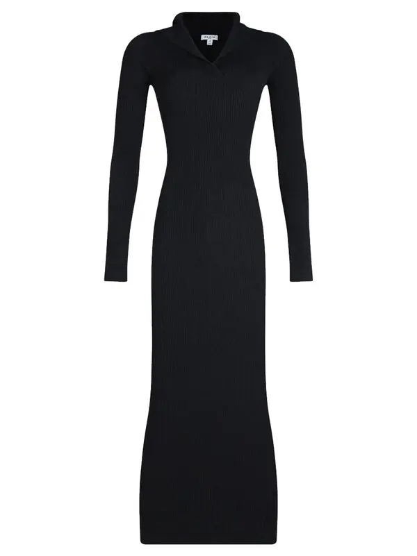 Alaïa Ribbed Maxi Dress - Black