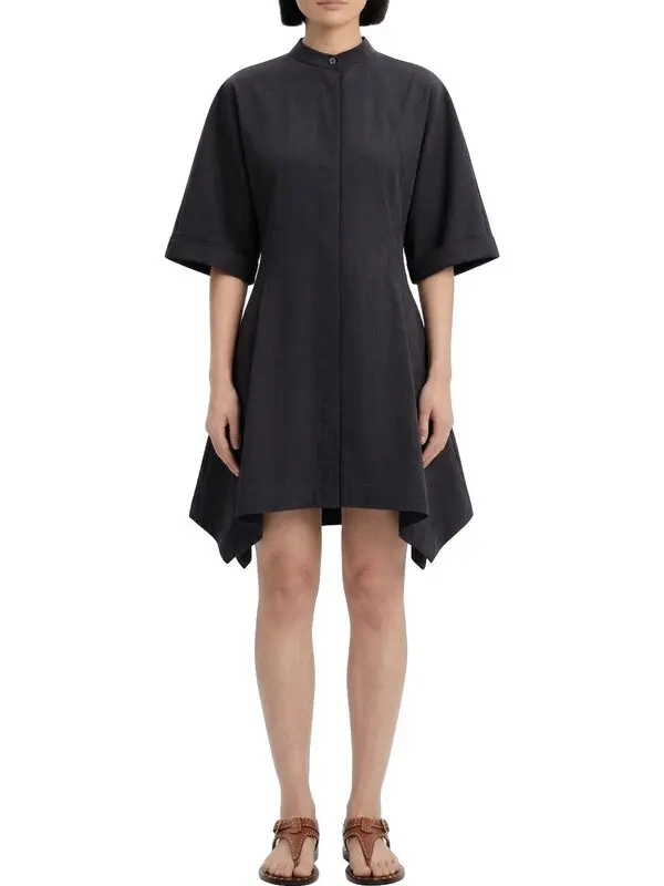 ALAIA Alaia Asymmetrical Cotton Chemisier Dress - Black