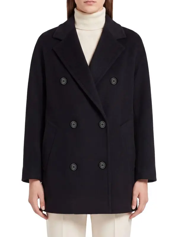 Max Mara Double-breasted Wool Caban Coat - Black