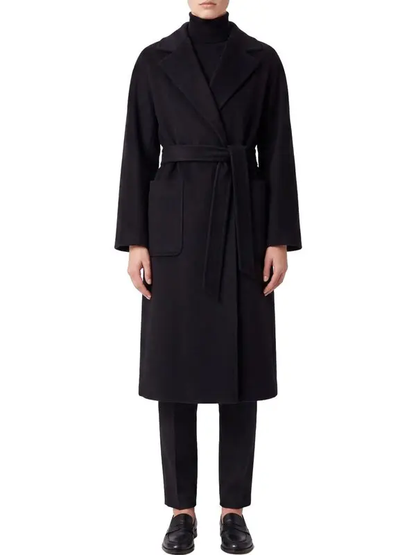 Max Mara Cashmere Long Robe Coat With Waist Belt - Brown