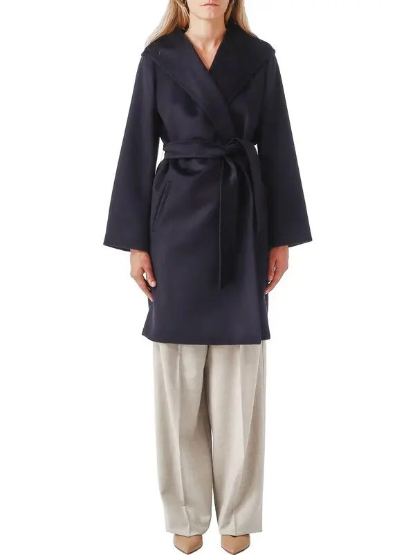 Max Mara Belted Wool Coat - Blue
