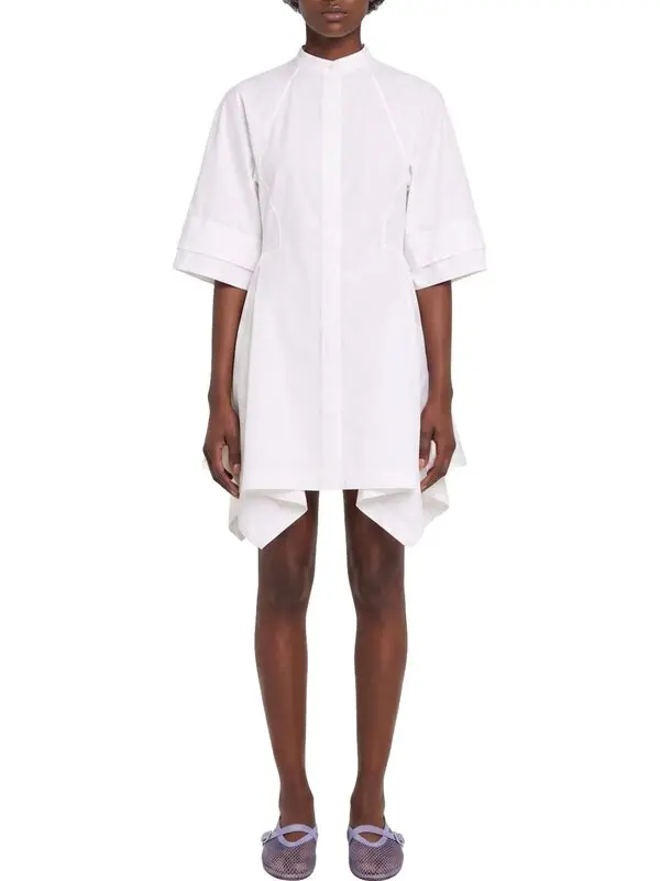 ALAIA Alaia Asymmetric Cotton Chemisier Dress - White