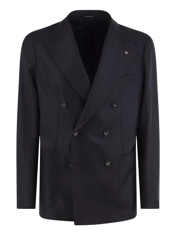 Tagliatore Double-breasted Virgin Wool And Cashmere Blazer - Blue