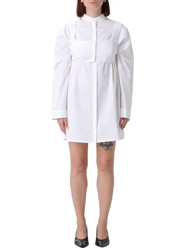ALAIA Alaia Cotton Poplin Puff-sleeve Shirt Dress - White