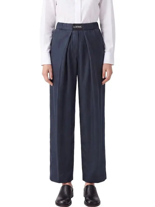Loewe Wide-leg Silk Trousers With High Elasticated Waist - Gray