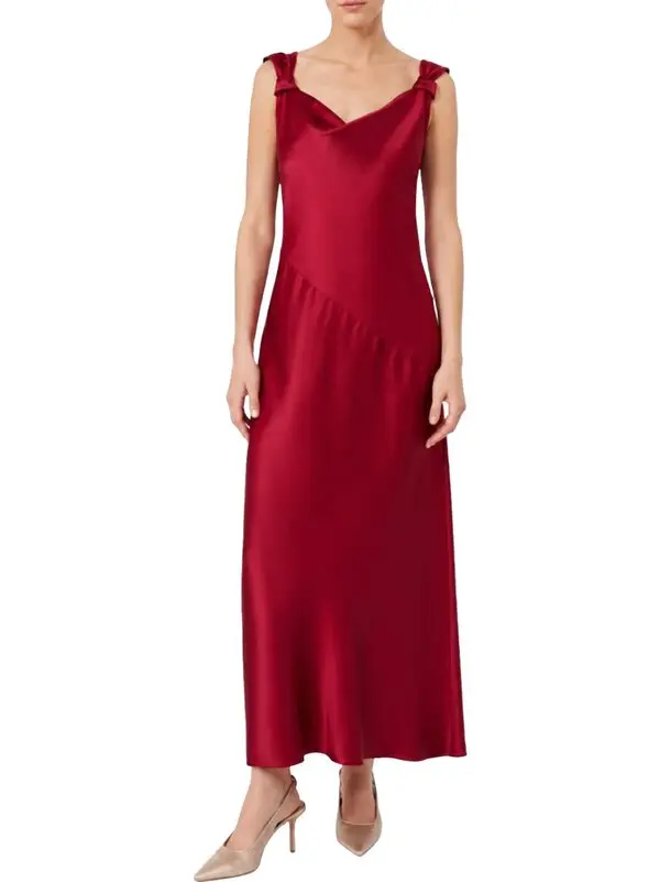 Max Mara Asymmetrical Draped Midi Dress - Red