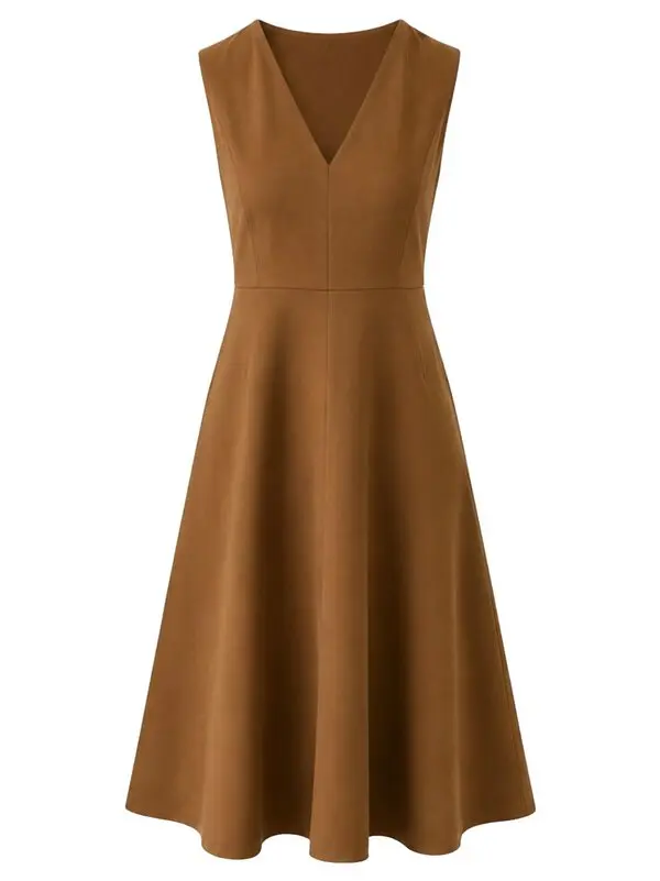 Max Mara Sleeveless V-neck Dress - Brown