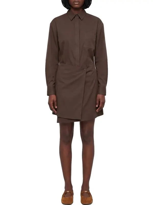 Loewe Cotton And Silk Blend Wrap Mini Shirt Dress - Brown