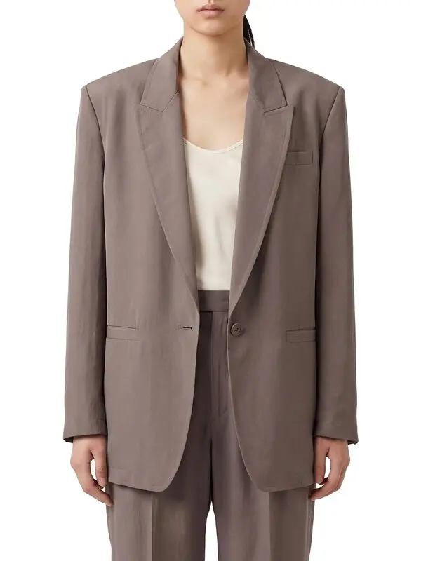 Saint Laurent Fluid Silk Blazer - Gray