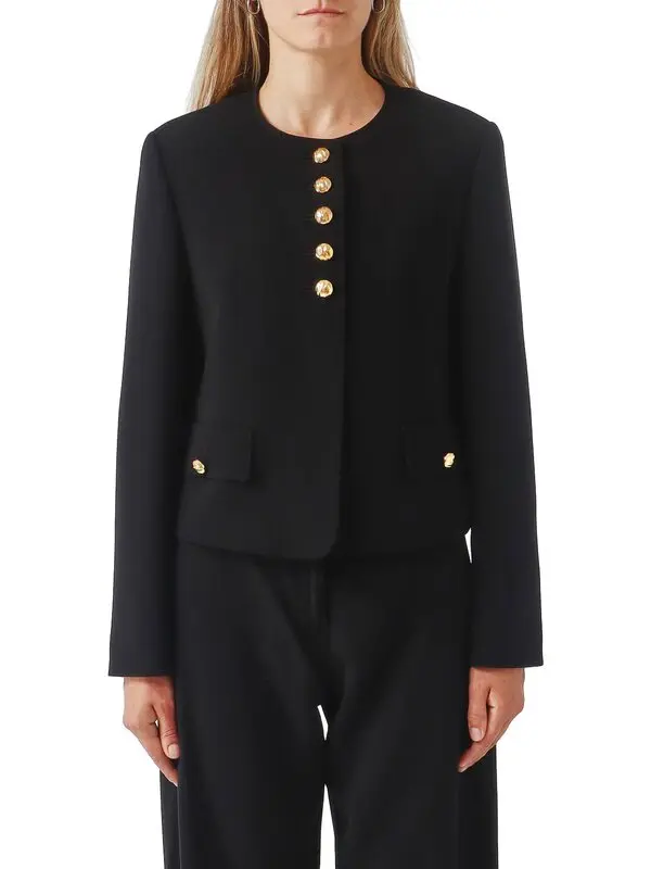 Max Mara Blazer With Gold Button Detailing - Black