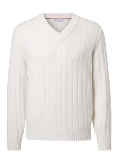 Brunello Cucinelli Ribbed-knit Cashmere V-neck Sweater - White