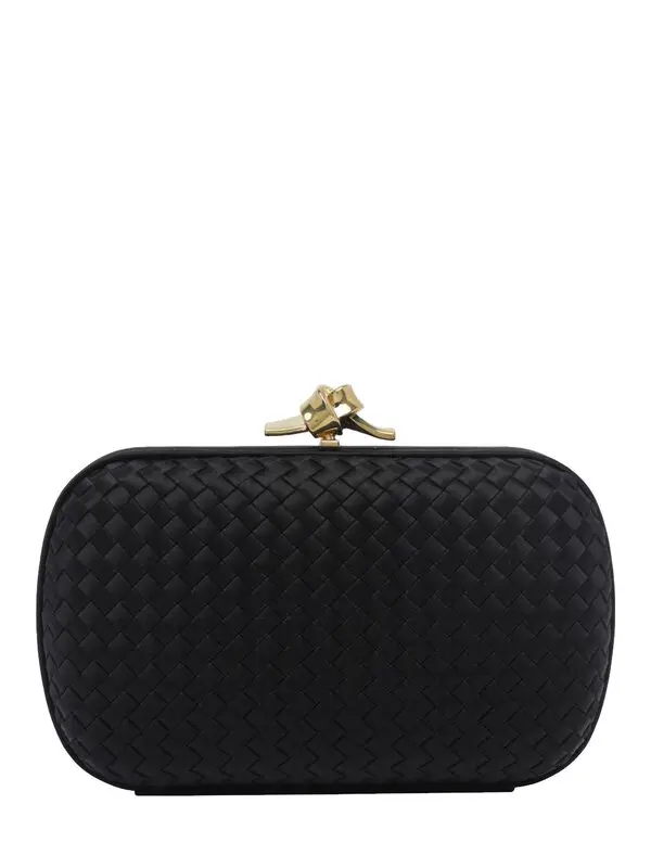 Bottega Veneta Woven Shoulder Bag With Clasp - Black