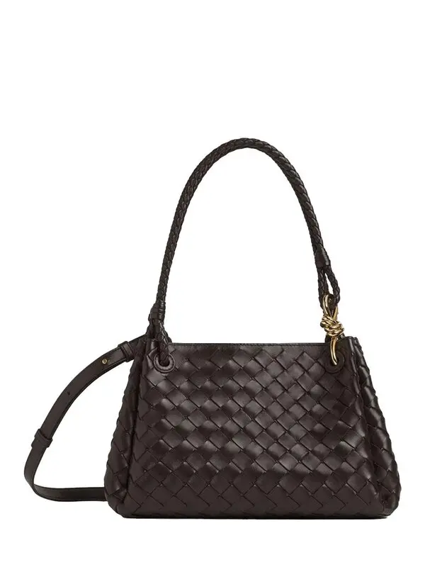 Bottega Veneta Parachute Intrecciato Lambskin Shoulder Bag - Brown