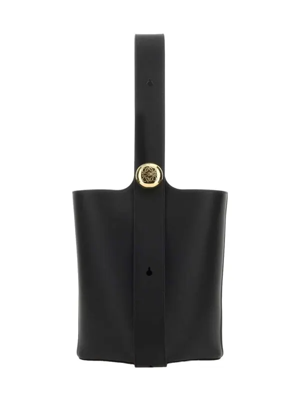 Loewe Pebble Calf Leather Handbag With Adjustable Handle - Black