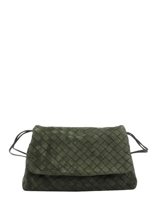 Bottega Veneta Giorno Woven Calfskin Shoulder Bag - Green