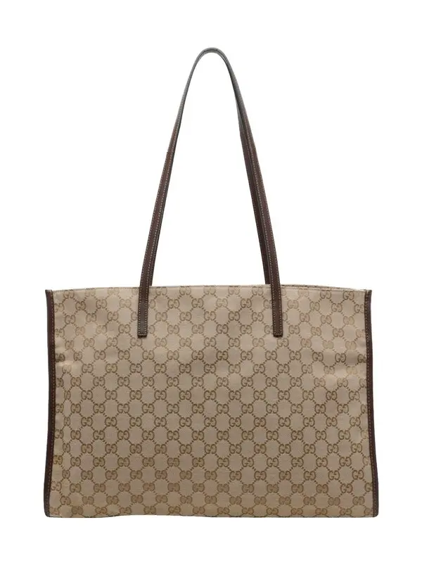Gucci Monogram Jacquard Shoulder Bag With Double Leather Handle - Cream