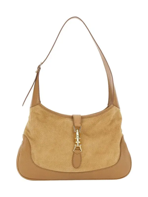 Gucci Jackie 1961 Medium Grained Leather Shoulder Bag With Piston Closure - Cream