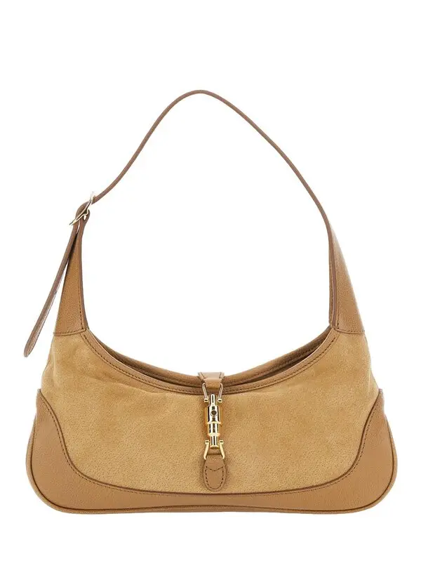 Gucci Jackie Slim Shoulder Bag In Grained Leather With Piston Lock - Cream