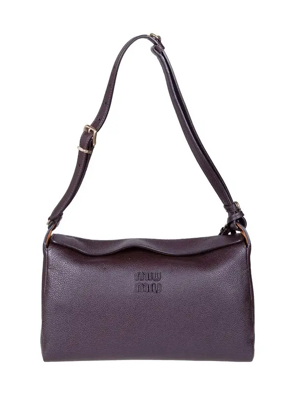 Miu Miu Textured Leather Shoulder Bag - Brown