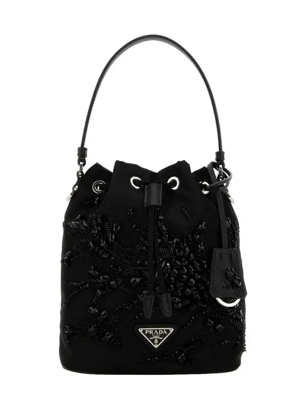 Prada Embellished Bucket Bag - Black