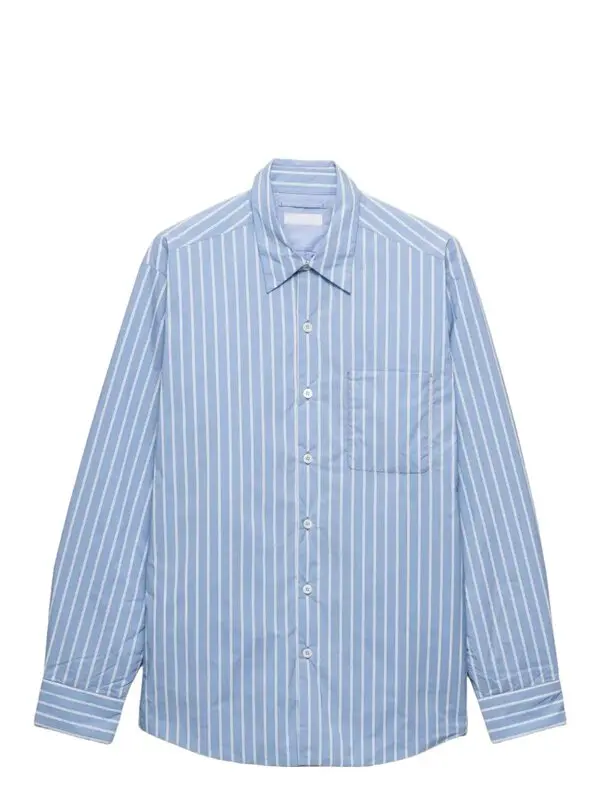 Prada Striped Cotton Poplin Shirt - Blue