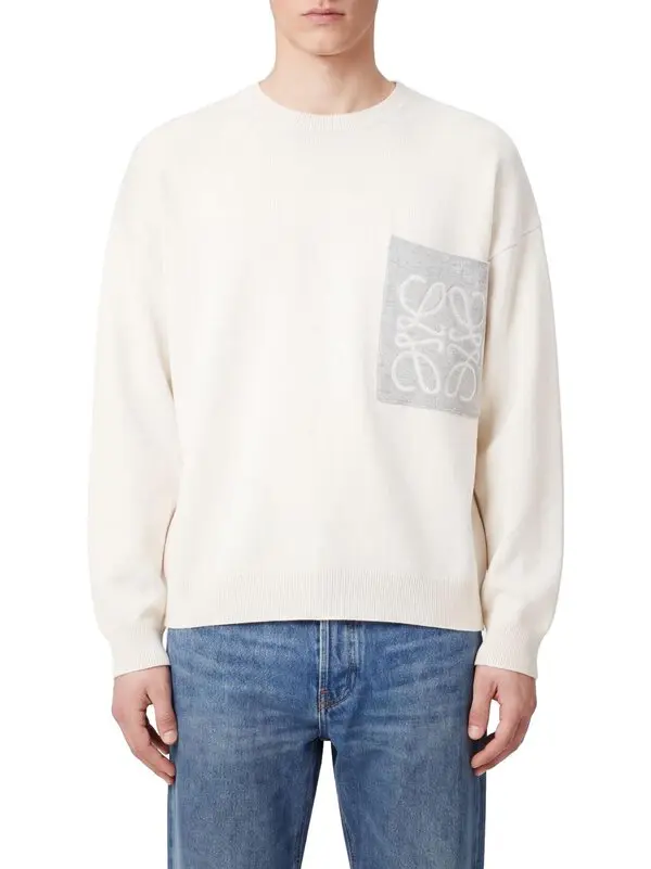 Loewe Pullover Sweater With Pocket Detail - Cream