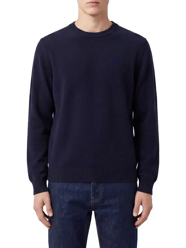 Loewe Anagram Embroidered Wool Crewneck Jumper - Blue