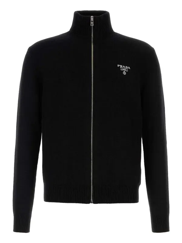Prada Cashmere Zip-up Sweater - Black