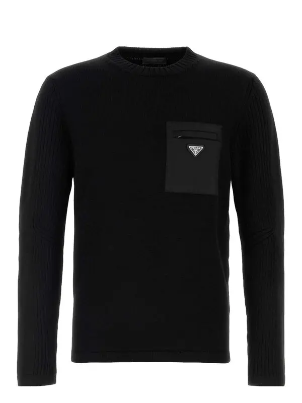 Prada Sweater With Pocket Detail - Black