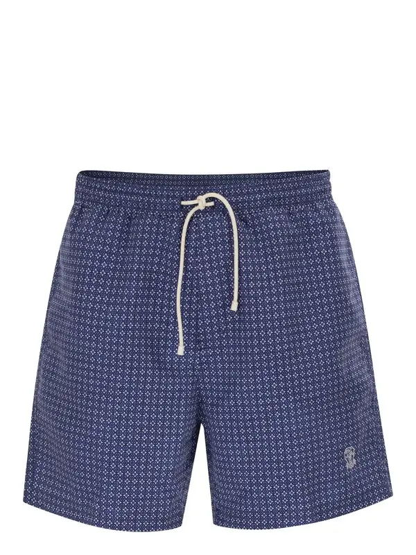 Brunello Cucinelli Nylon Swimsuit With Floral Print - Blue