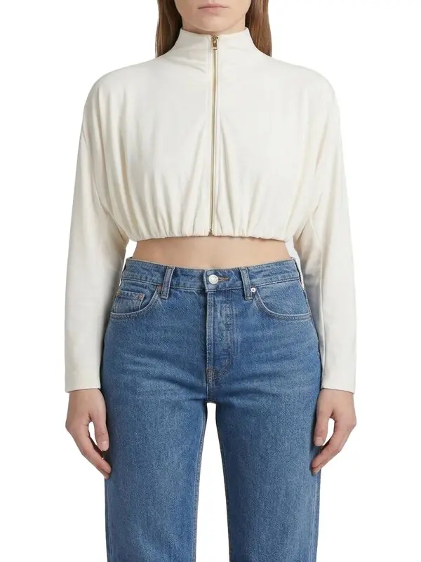 ALAIA Alaia Viscose Blend Crop Bomber Jacket - White