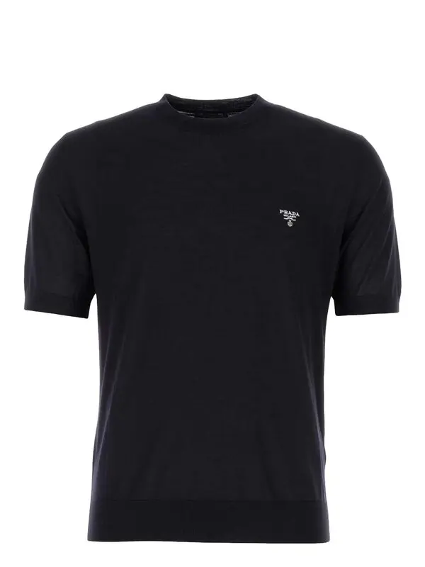 Prada Fine Knit Crew Neck T-shirt - Blue